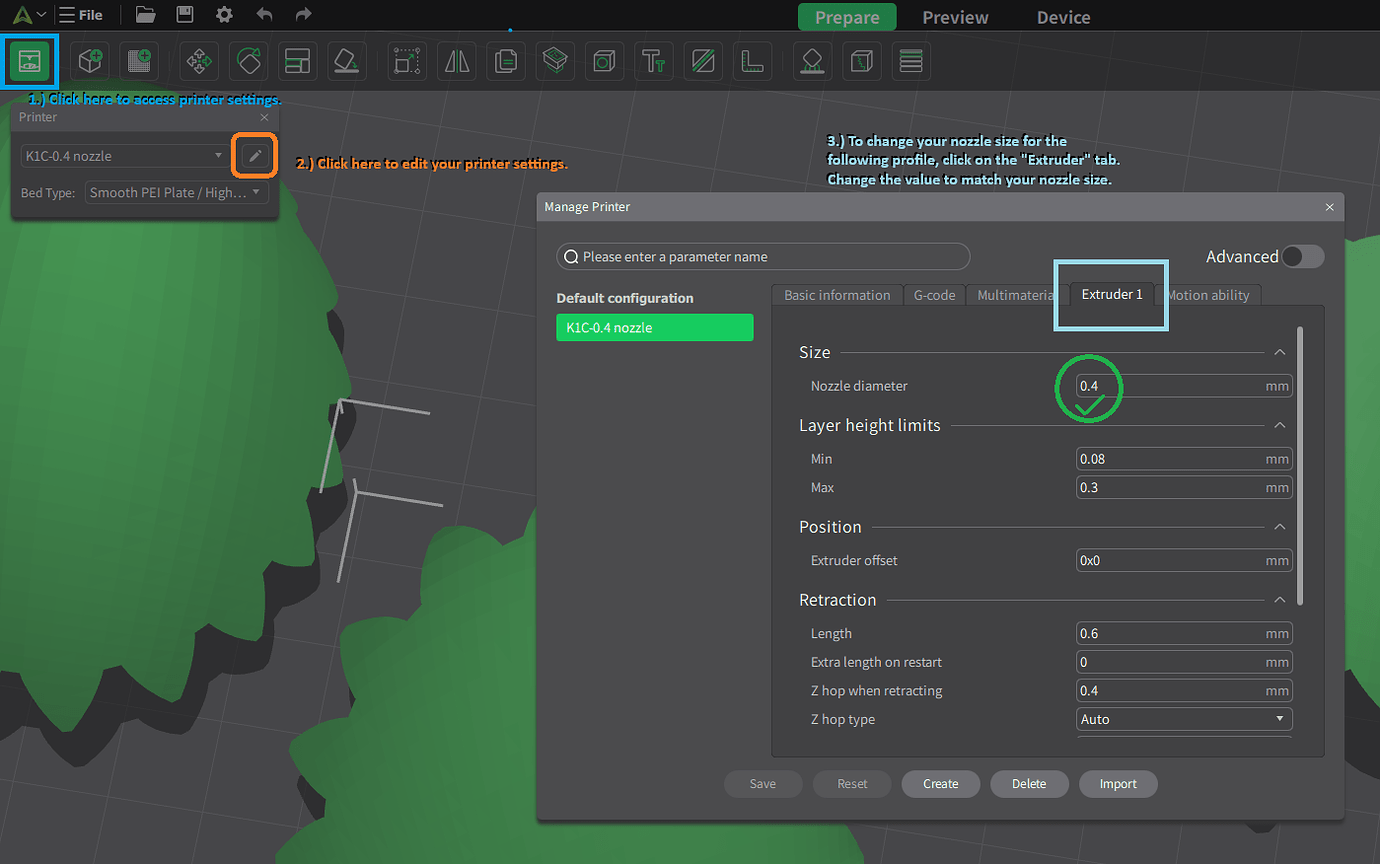How can I add new nozzle sizes for my K1C in Creality Print? - Flagship ...