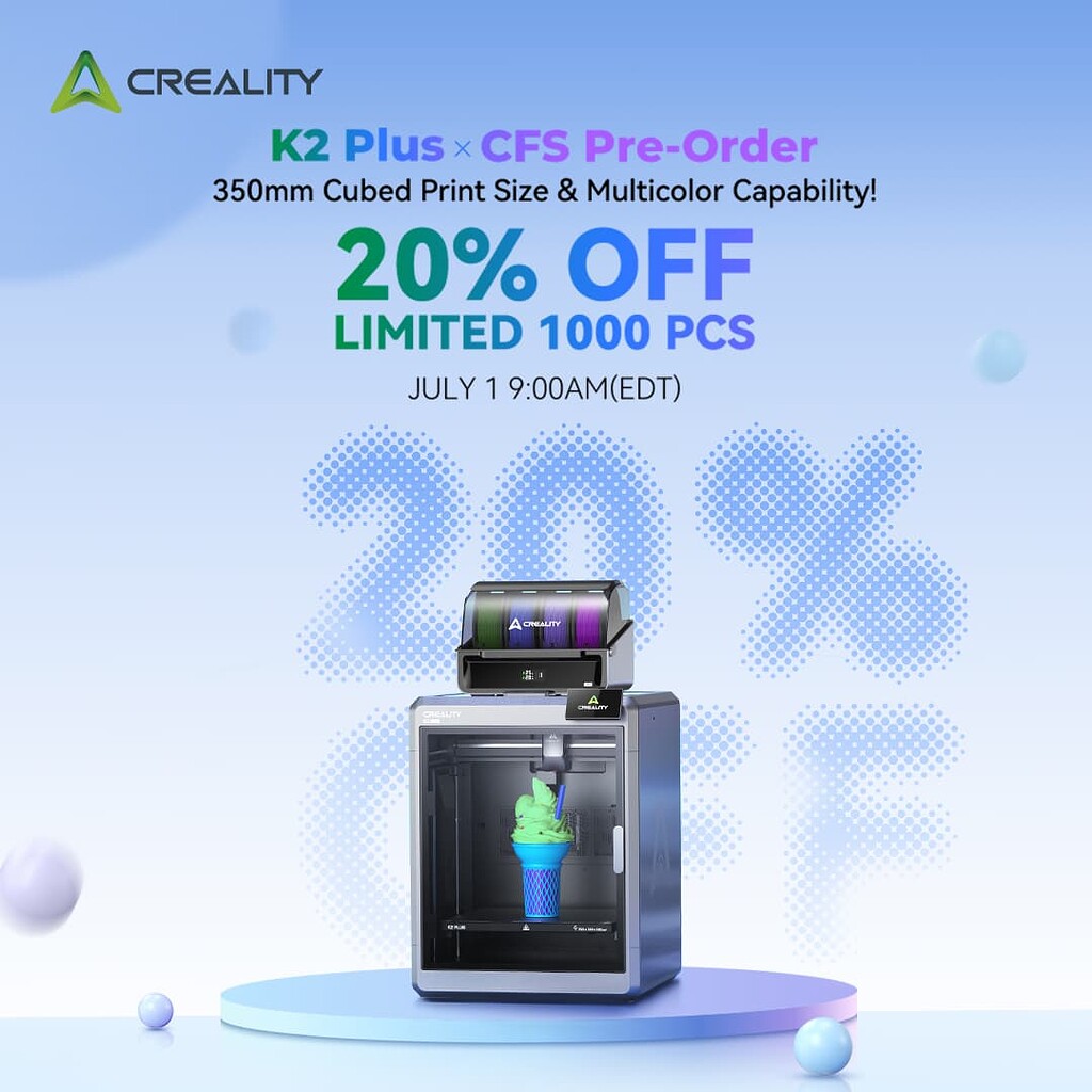 The 4th round of K2 Plus Combo Preorder will be available at 9:00 AM ...