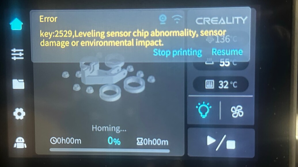 ERROR: KEY 2529 Leveling sensor chip abnormality - Creality Flagship K1 ... ERROR: KEY 2529 Leveling sensor chip abnormality - Creality Flagship K1 ...