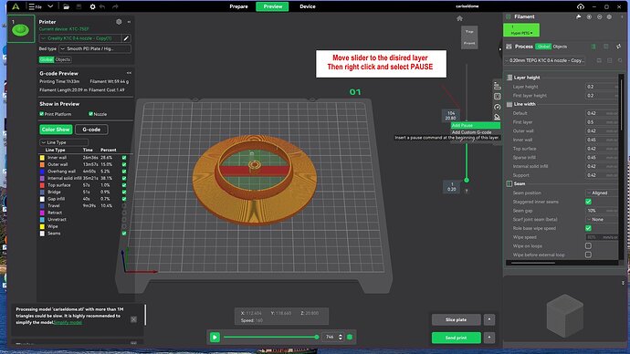 How to use "Change filament" gcode from creality print printer settings ...