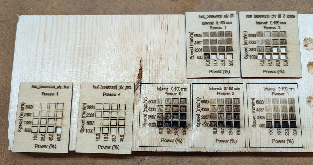 Recommended LightBurn Material Test settings? - Creality Falcon ...