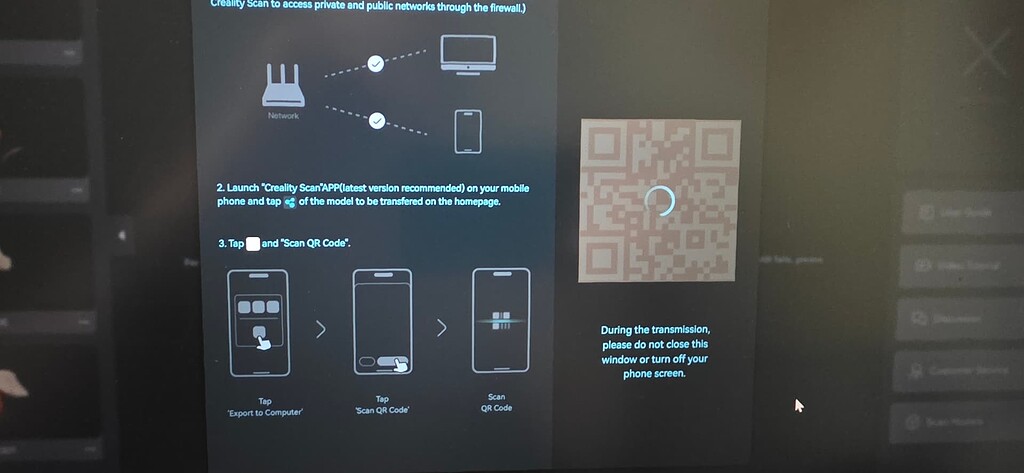 Creality Scan wont make QR code for transfer - 3D Scanner - Creality ...