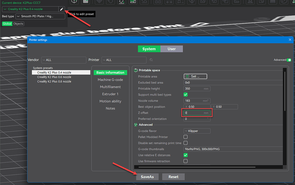 How to set Z-Offset based on used build plate and filament with simple ...